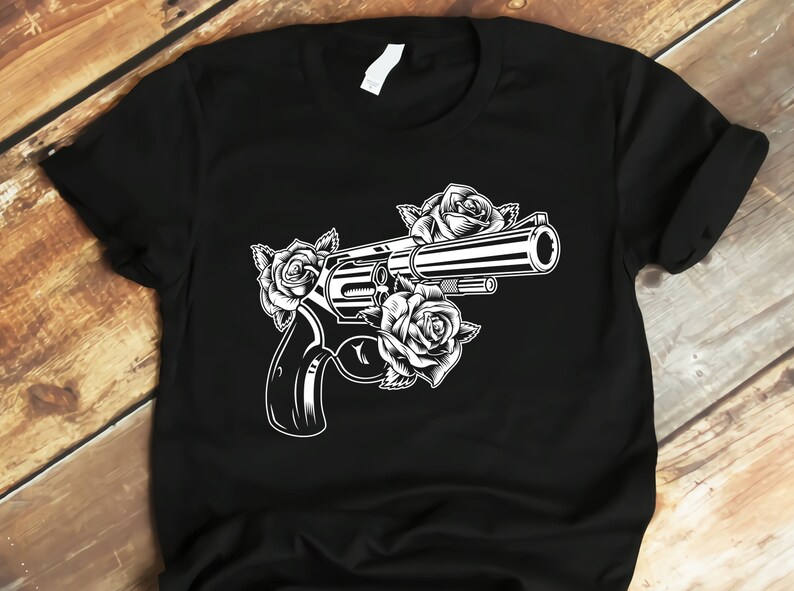 Gun and Roses Svg , Gun Svg , Hand Gun , Roses Svg , Pistol Svg , Gun ...