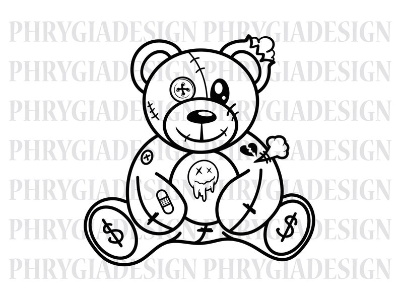 Beaten Teddy Bear Svg , Teddy Bear Svg , Teddy Bear Clipart , Teddy ...