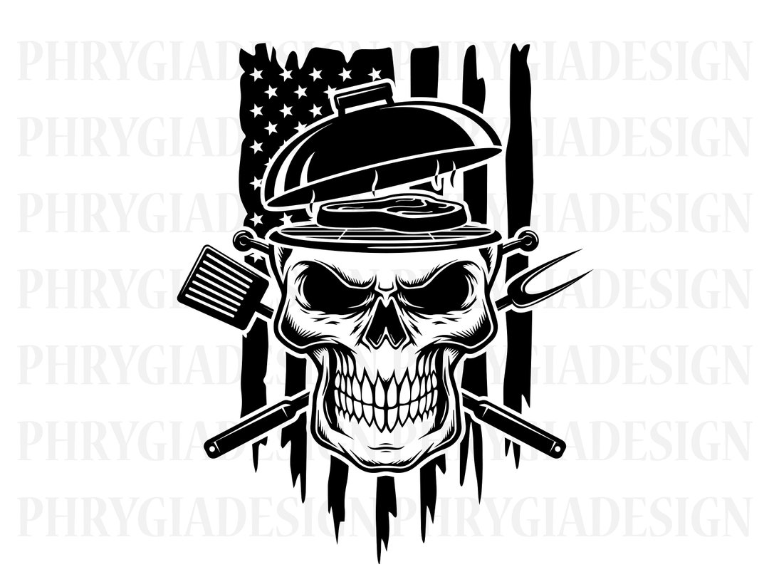 US Grill Skull Svg , Griller Crossbones Svg , Grilling Shirt Svg ...