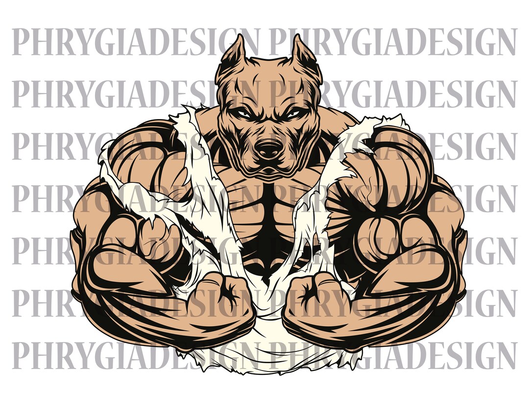 Pitbull Body Builder Svg Png , Muscle Man Svg , Gym Svg , Biceps Svg ...