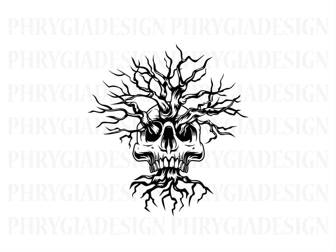 Skull Tree Svg , Oak Tree Svg , Leafless Tree Svg , Skull Svg , Tree ...