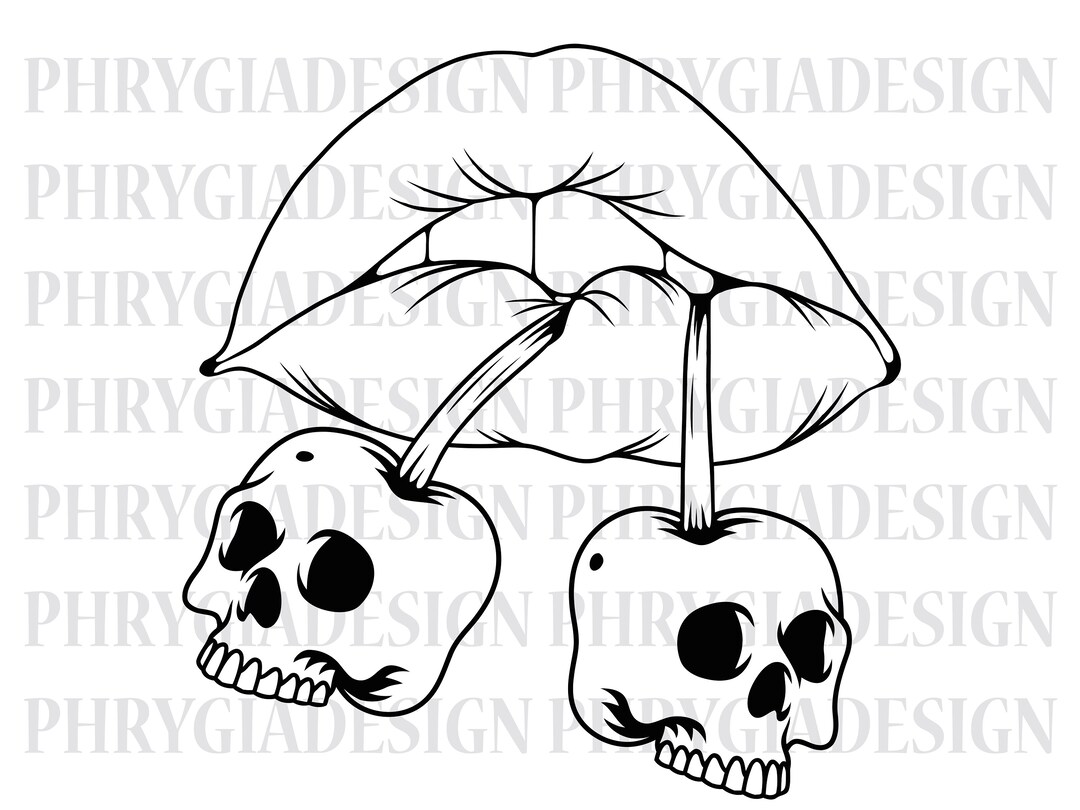 Cherry Skull Svg , Lips Svg , Cherries Svg , Skull Svg , Cherry Svg ...