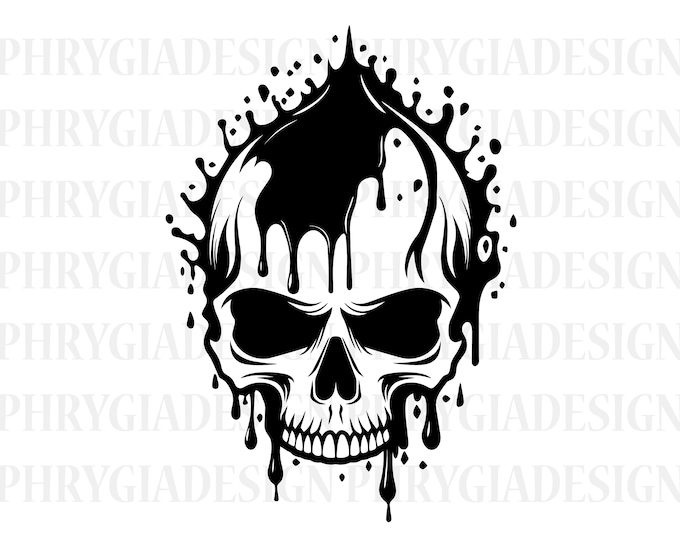 Dripping Skull Svg, Skull Svg, Skull Clipart, Melting Skull Svg, Skull ...