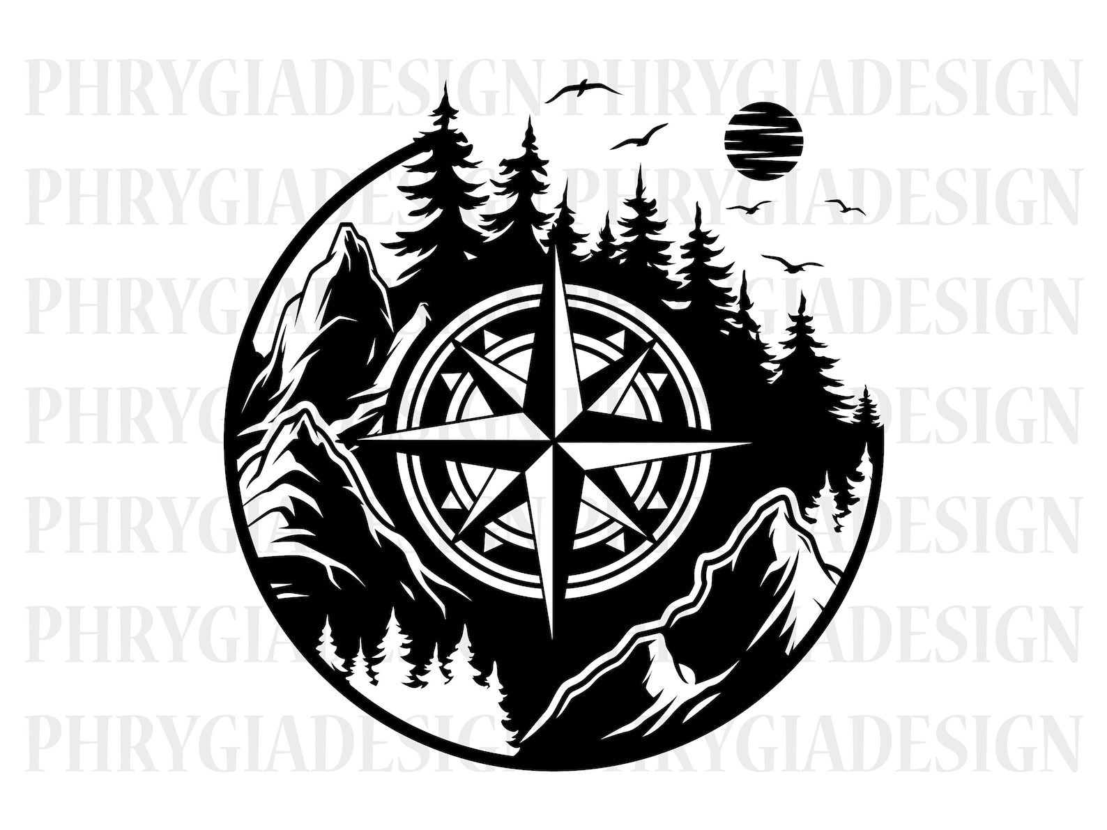 Mountain Compass Svg , Compass Svg , Forest Svg , Nature Svg ...