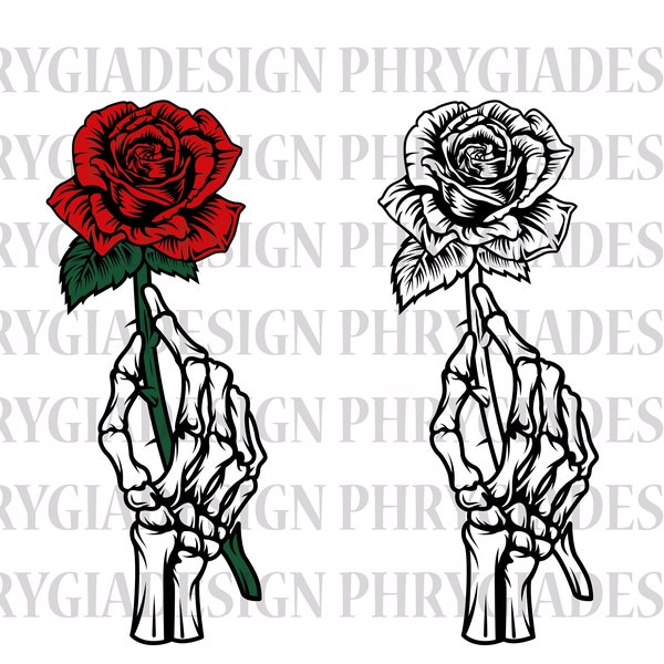 Skeleton Hand Rose Tattoo - Etsy
