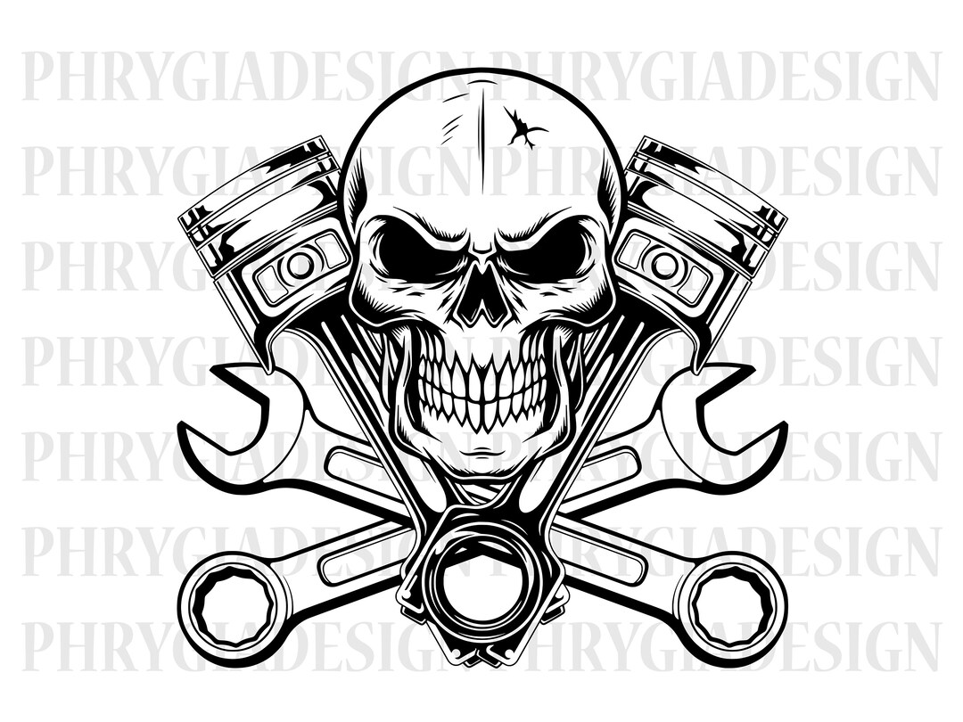 Skull Mechanic Svg Png , Mechanic Logo , Skull Svg , Wrenches Svg ...