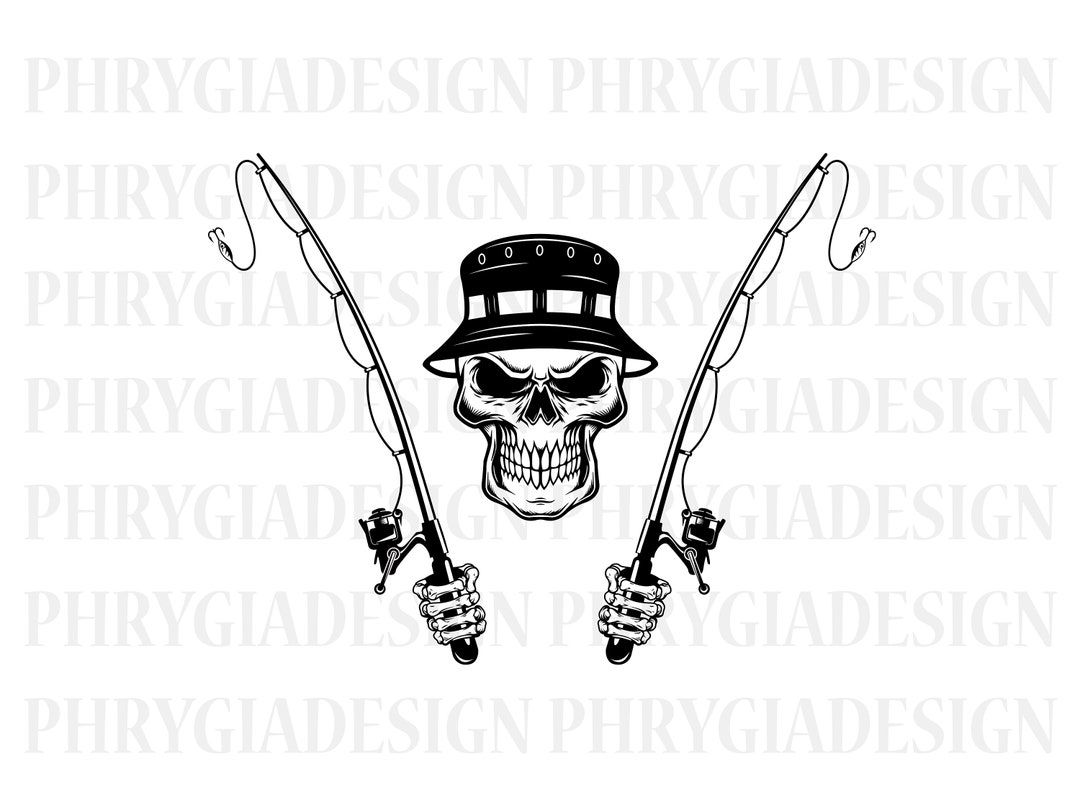 Skull Fisherman Svg , Skull Fishing Svg , Fisherman Shirt Svg , Fishing ...
