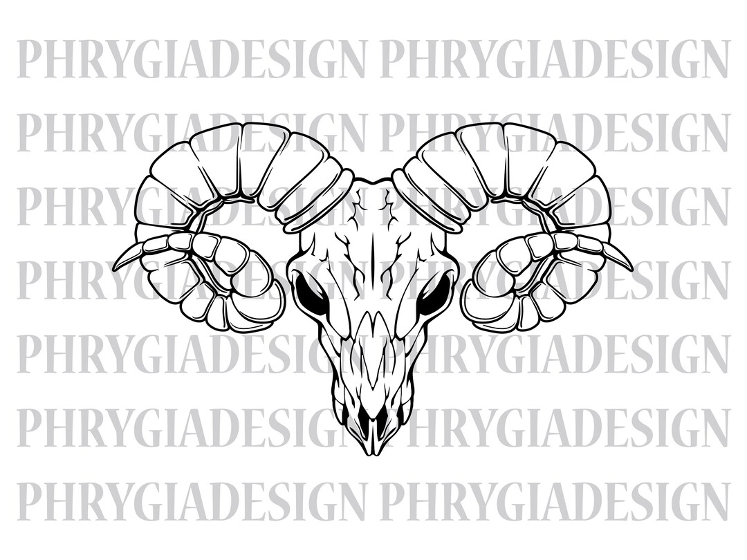 Ram Skull Svg , Ram Skull Cut File , Animal Skull Svg , Animal Skull ...