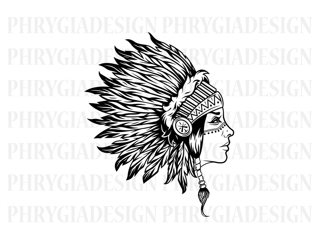 Native American Girl Svg , Native American Svg , Indian Headdress Svg ...