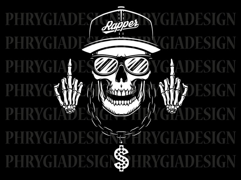 Rapper Skull Svg Png Rapper Cool Skull Svg Skull Middle - Etsy