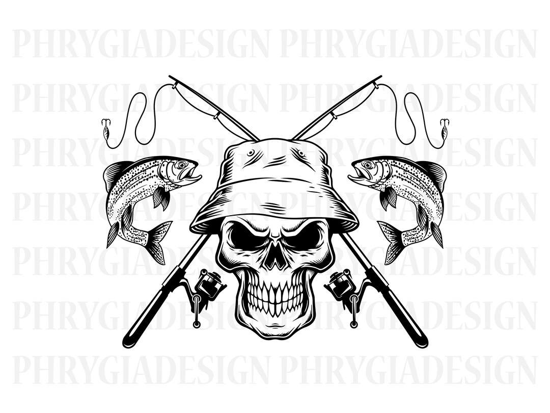 Skull Fisherman Svg , Skull Fishing Svg , Fisherman Shirt Svg , Fishing ...