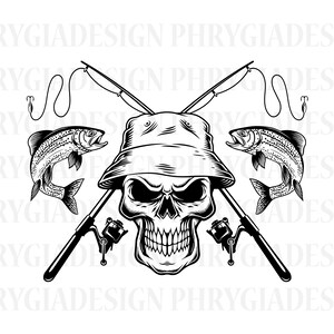 Skull Fisherman Svg , Skull Fishing Svg , Fisherman Shirt Svg , Fishing ...