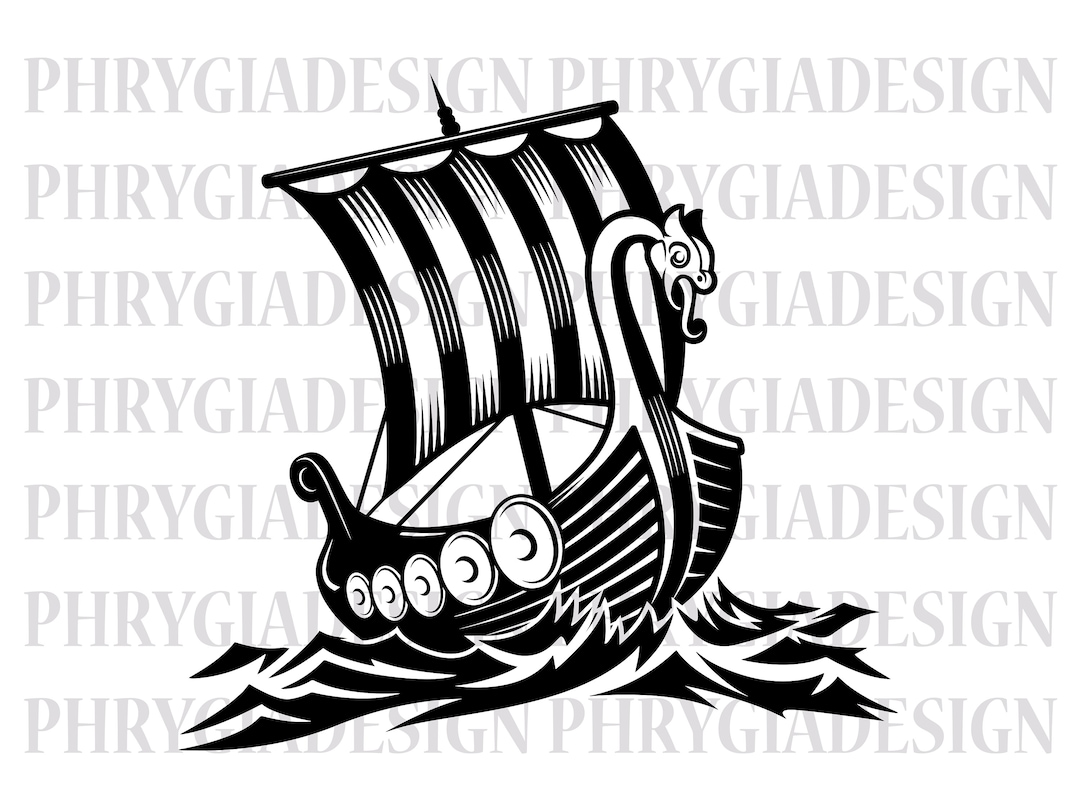Viking Ship Svg , Dragon Boat Svg , Ancient Nordic Sail Journey Sailing ...