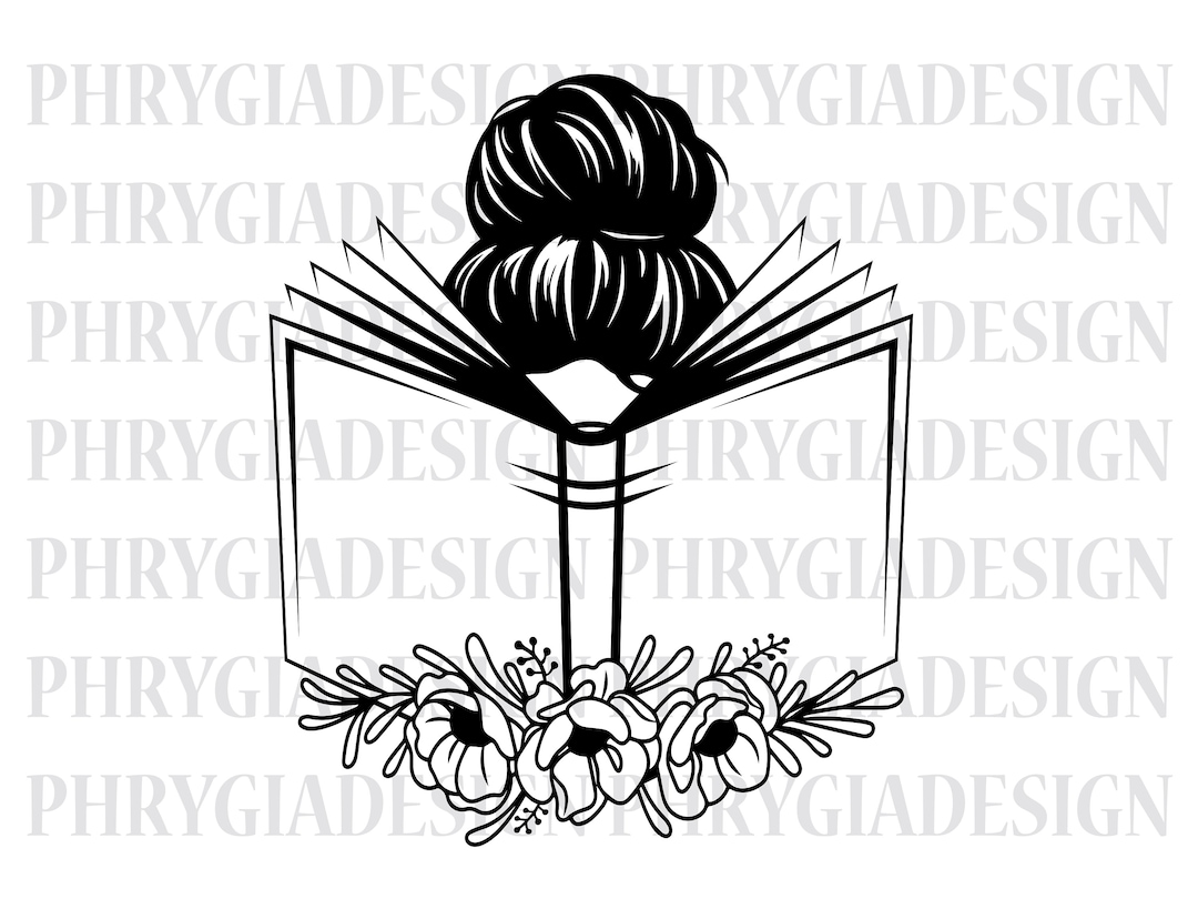 Reading Woman Svg Floral Book Svg Book With Flowers Svg - Etsy