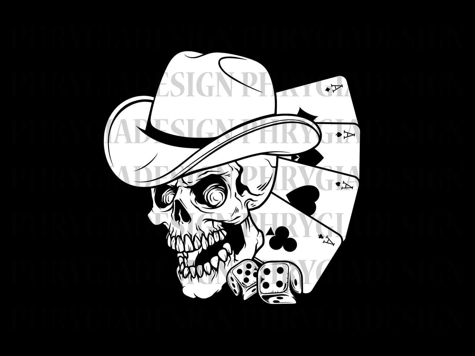 Skull Gambler Svg , Cowboy Skull Svg , Playing Cards Svg , Poker Svg ...