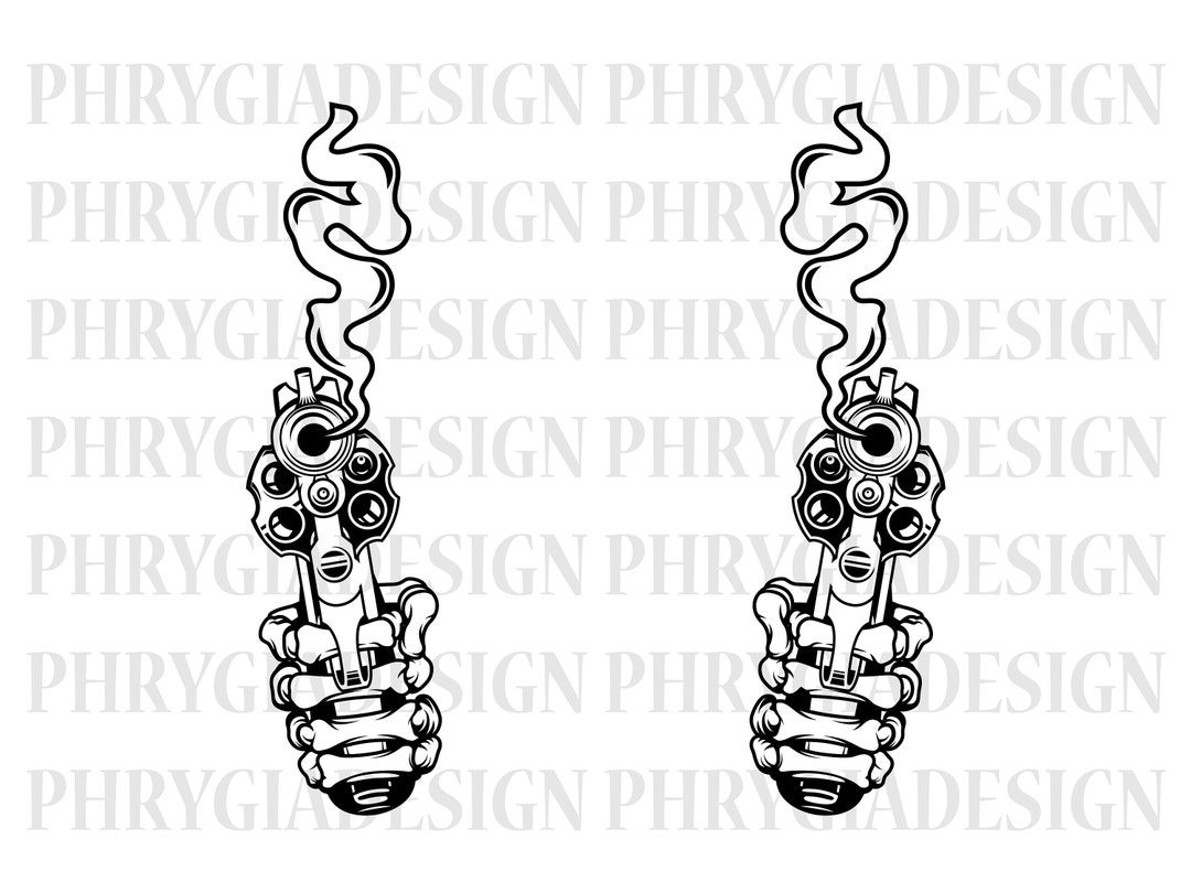 Skeleton Hands Holding Guns Svg , Pistols Svg , Weapons Firearms Kill ...