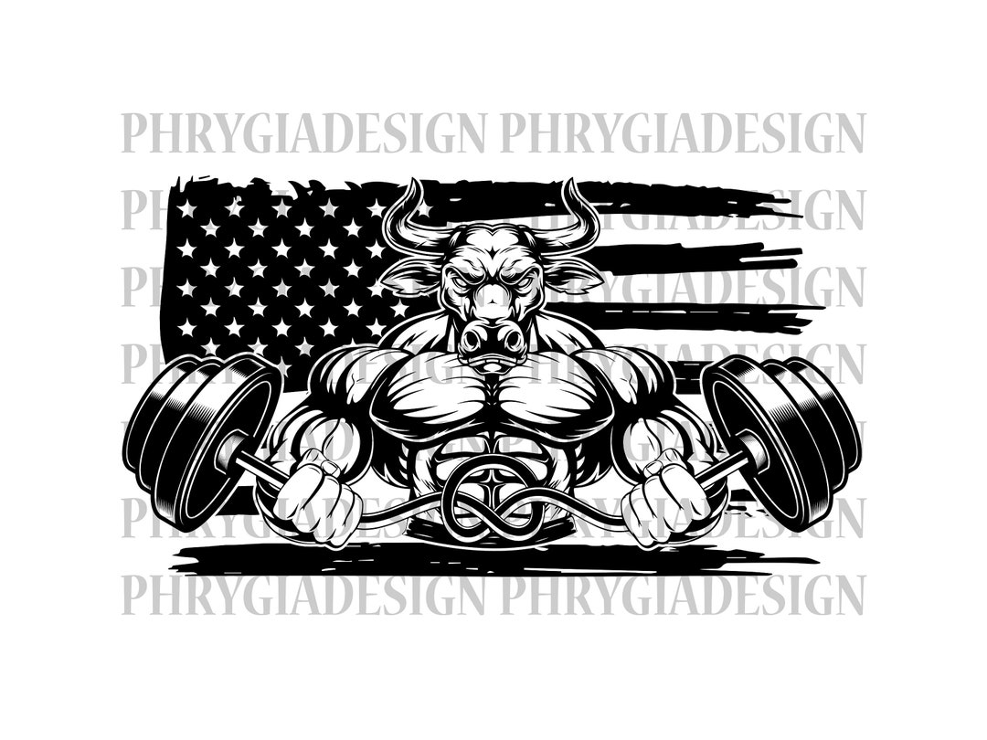 Bull Bodybuilder Svg Png , Us Flag Svg , Muscle Man Svg , Gym Svg ...