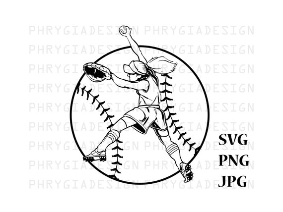 Softball Player Drawing