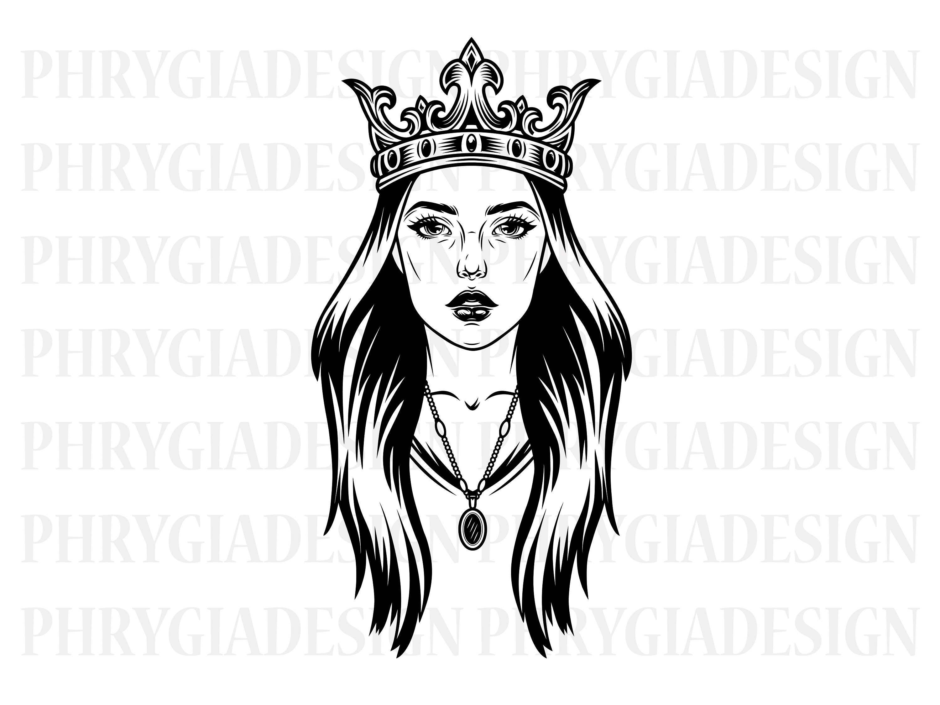 Queen Svg , Queen With Crown Svg , Crown Svg , Woman Svg , Girl Svg ...