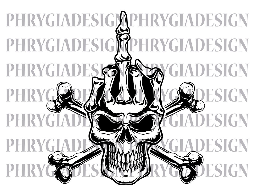 Skull Middle Finger Svg , Skull Svg , Skeleton Svg , Skull Clipart ...