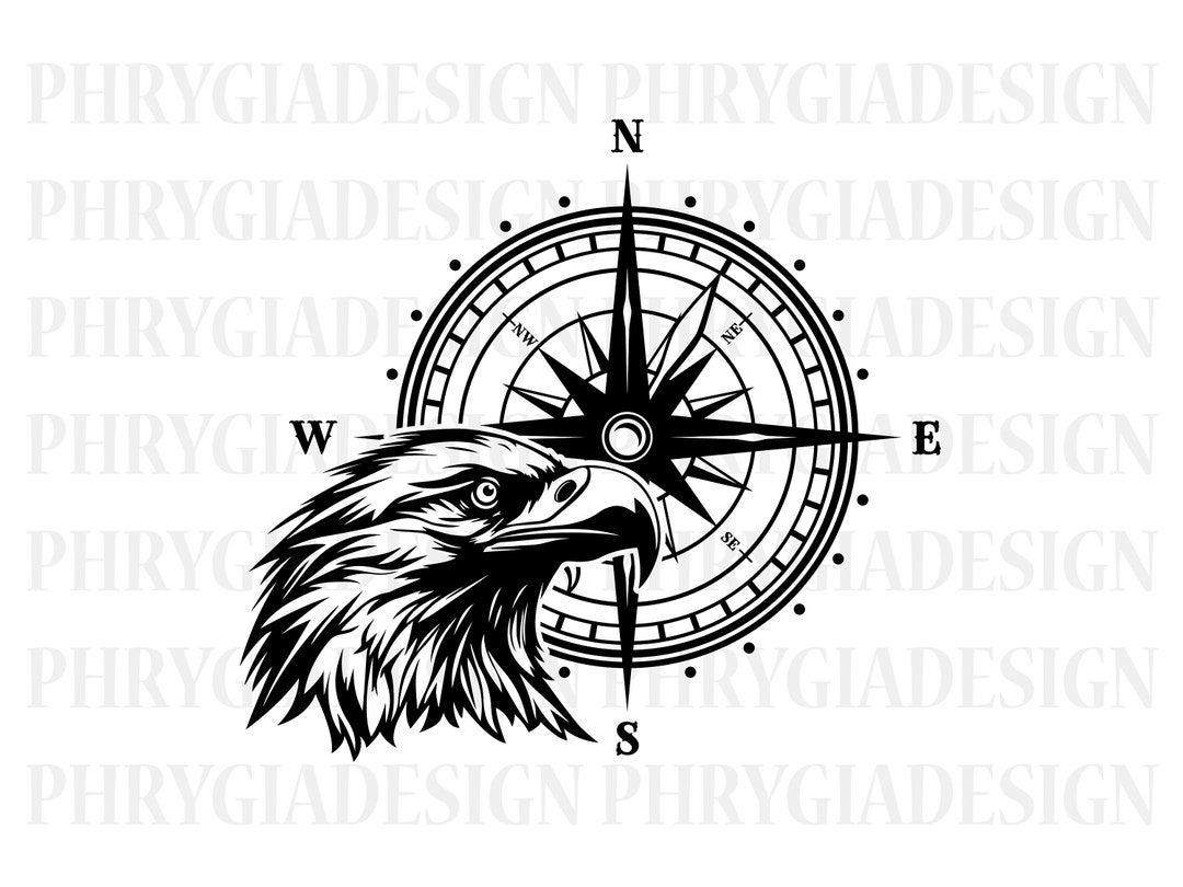 Eagle With Compass Svg , Eagle Svg , American Eagle Svg , Eagle Shirt ...