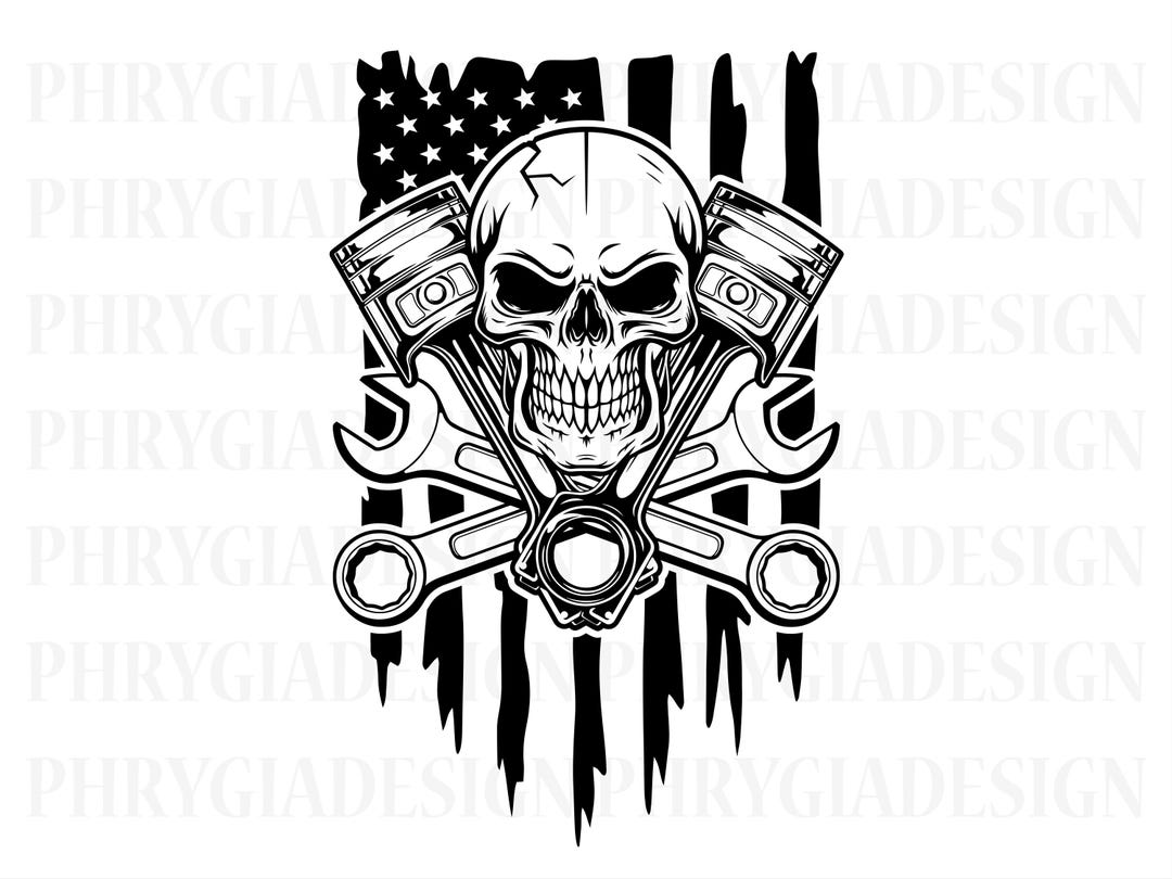 Us Skull Mechanic Svg Png , Skull Svg , Mechanic Svg , Wrenches Svg ...