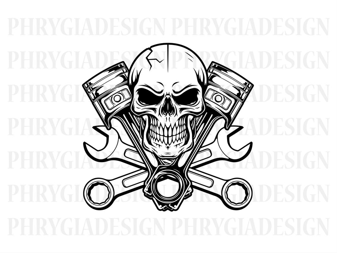 Skull Mechanic Svg Png , Mechanic Svg , Skull Svg , Wrenches Svg ...