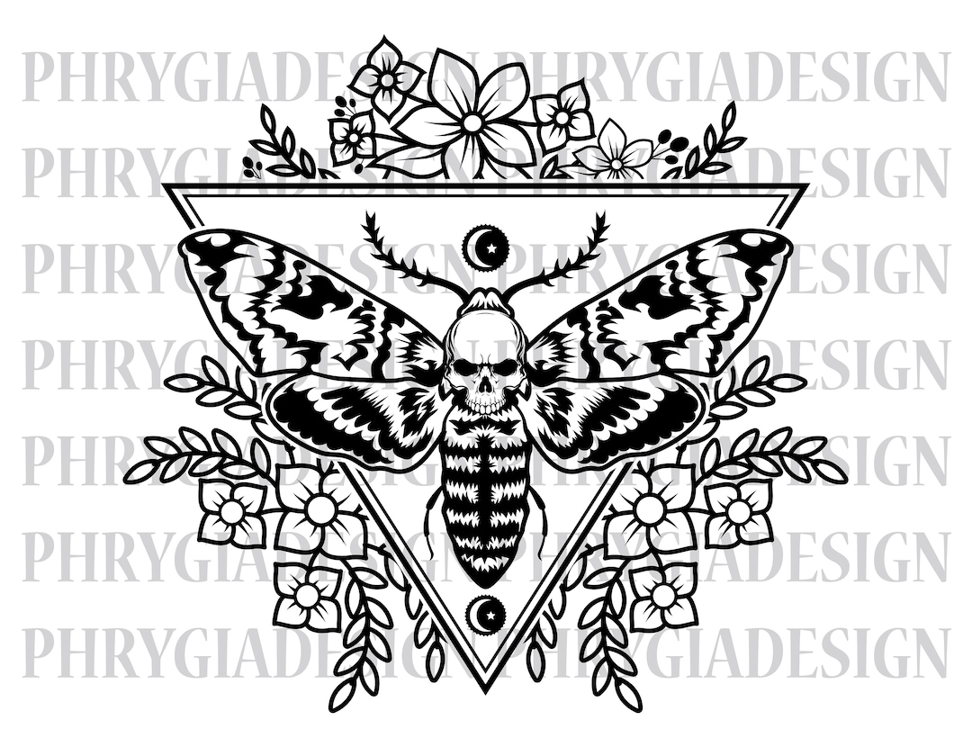 Death Head Moth Geo Floral Svg , Floral Moth Svg , Flower Moth Svg ...