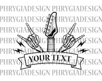 Rock and Roll Music SVG Guitar SVG Rock Hand Sign Svg Rock N Roll SVG ...