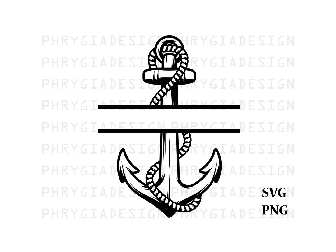 Anchor Split Monogram Svg Png , Anchor With Rope Svg , Anchor Clipart ...