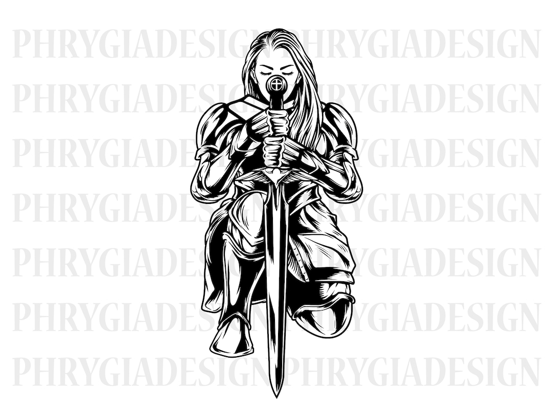 Kneeling Female Knight Svg , Warrior Svg , Warrior Kneeling Svg , Armor ...