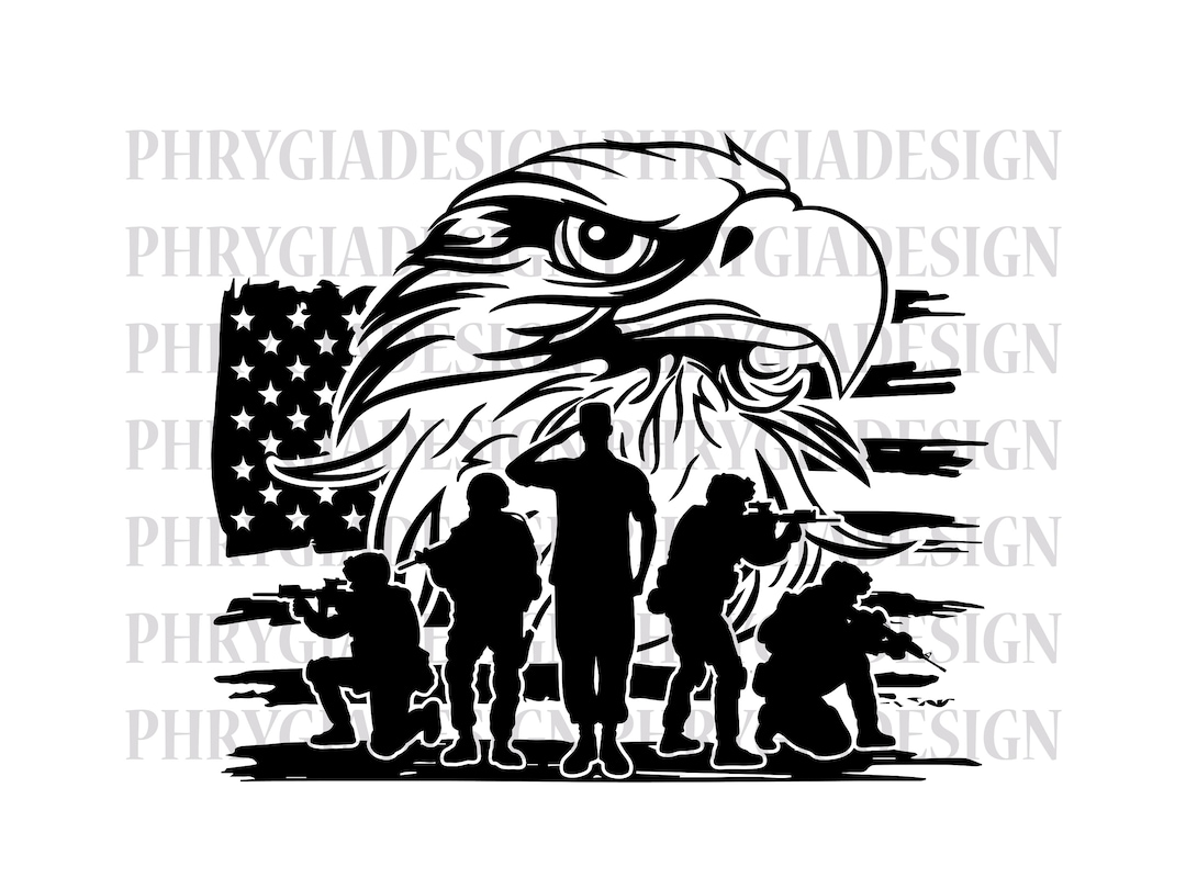 US Patriotic Eagle Soldier Svg , Military Eagle Svg , American Eagle ...