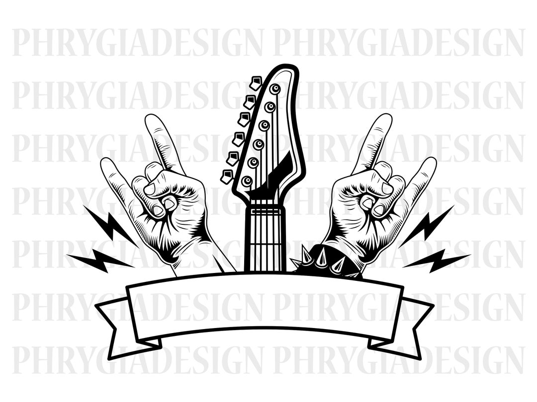 Rock And Roll Music Svg Png Rock Hand Sign Svg Guitar Svg Rock N Roll Svg Rocker Svg