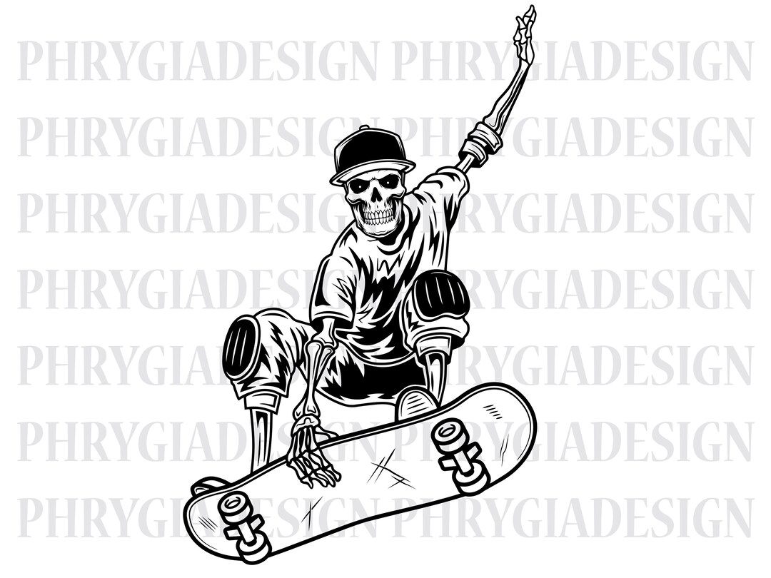 Skeleton Skateboarding Svg Png , Death Skull Skateboard Svg , Skater ...