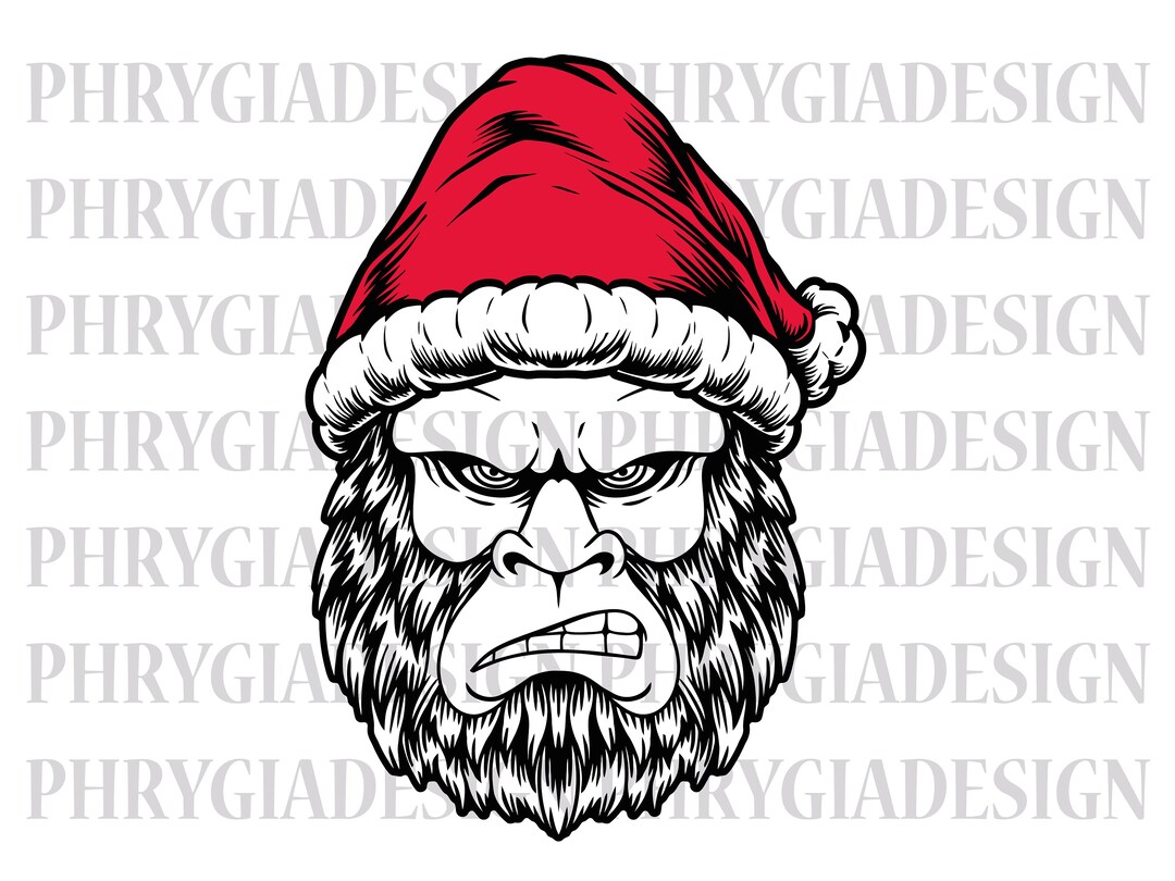 Bigfoot Santa Hat Svg , Bigfoot Svg , Sasquatch Svg , Bigfoot Shirt Svg ...