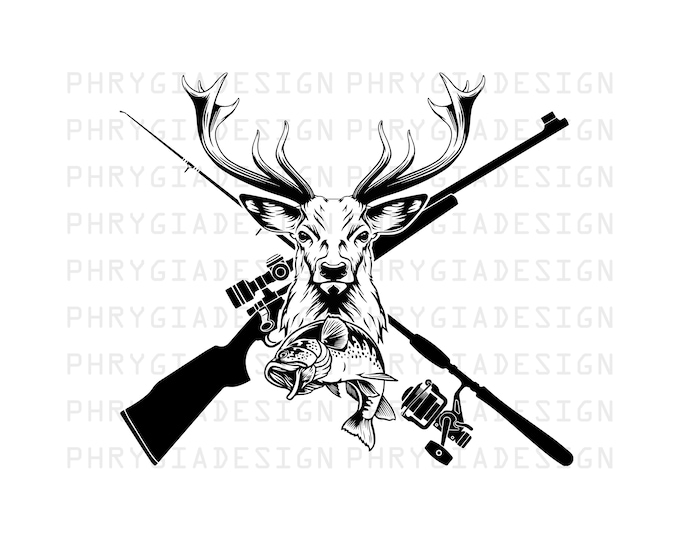 Caza SVG, Cabeza de ciervo SVG, Pesca SVG, Temporada de caza Svg ...