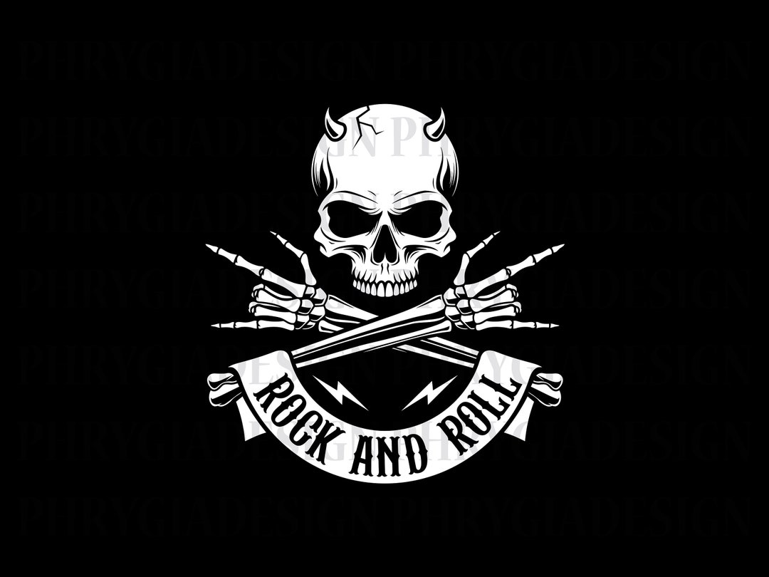 Rock and Roll Music Svg , Skull Rock N Roll Svg , Rock Hand Sign Svg ...