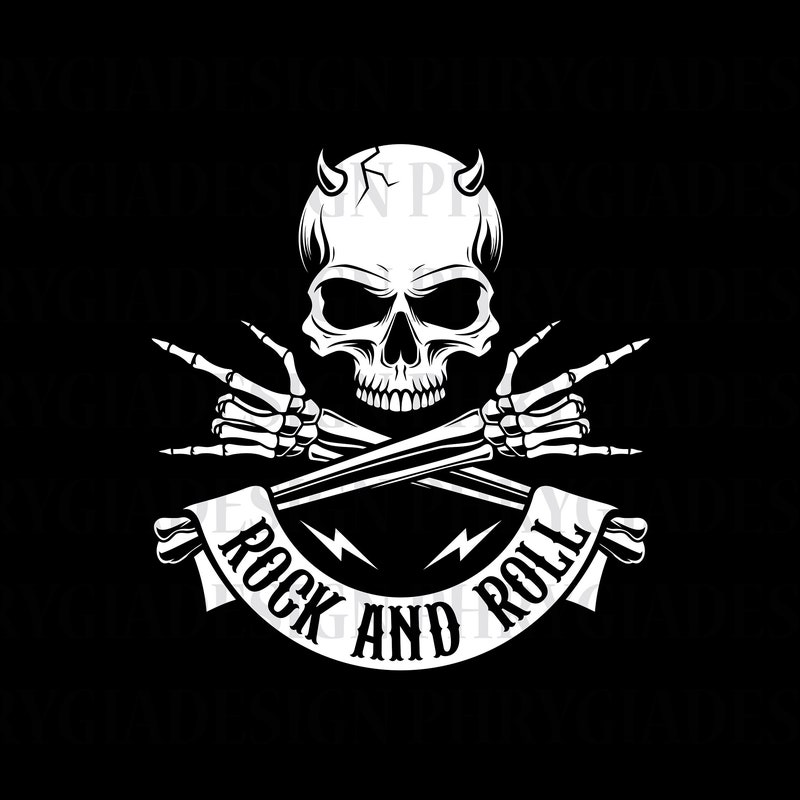 Rock and Roll Skull - Etsy
