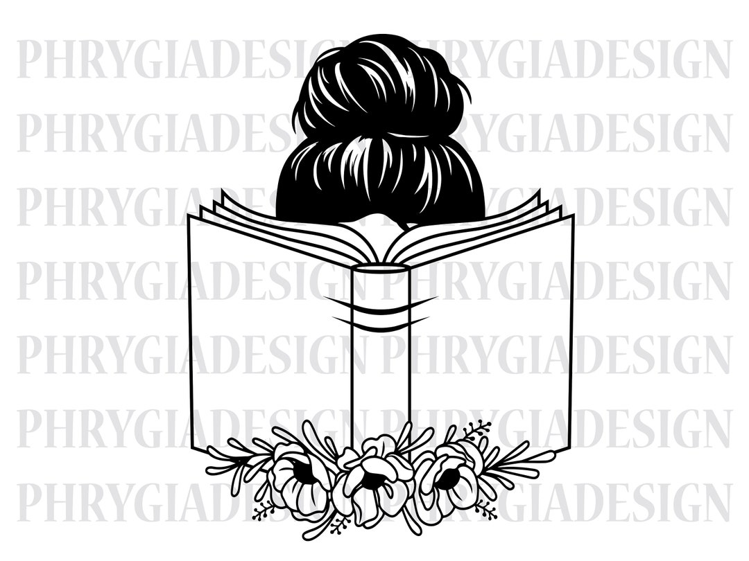 Reading Woman Svg , Floral Book Svg , Book With Flowers Svg , Book Svg ...