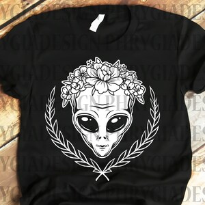 Floral Alien Head Svg , Alien Head Svg , Alien Svg , Alien Png , Alien ...