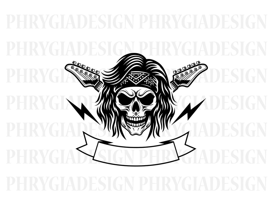 Rocker Skull Svg , Rock Hand Sign Svg , Rock and Roll Music Svg , Rock ...