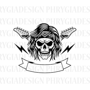 Rocker Skull Svg , Rock Hand Sign Svg , Rock and Roll Music Svg , Rock ...