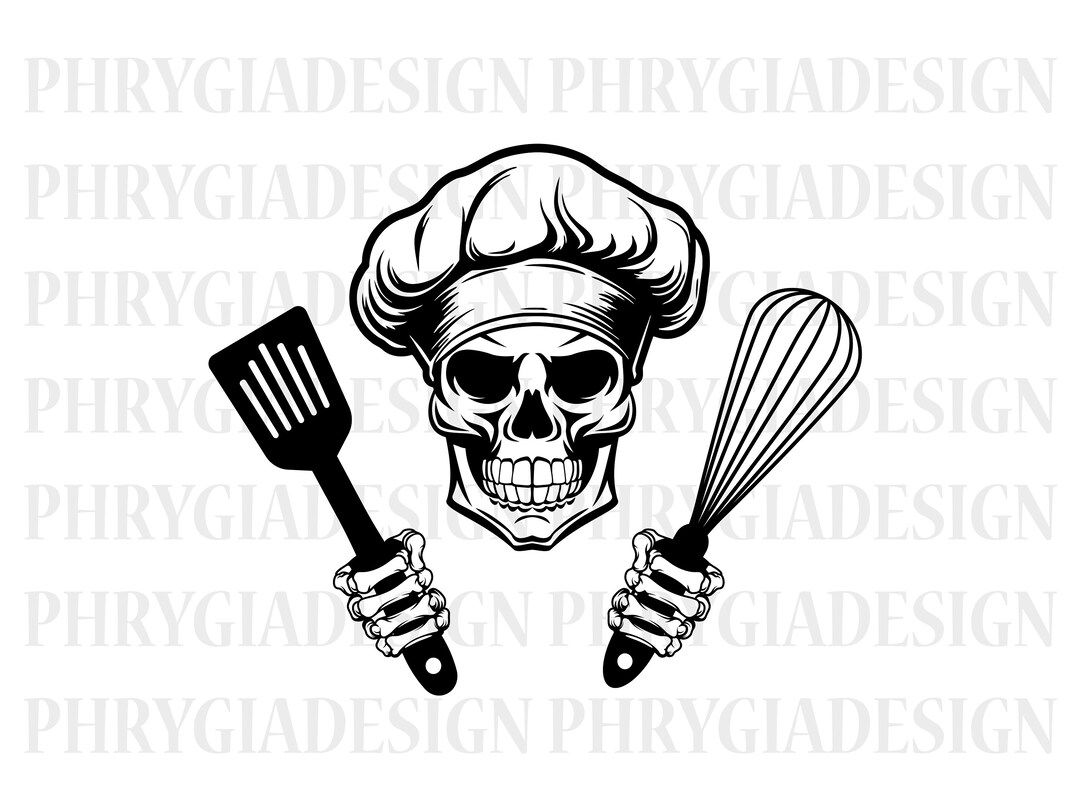 Chef Svg , Chef Skull Svg , Grill Master Svg , Chef Skull Clipart ...