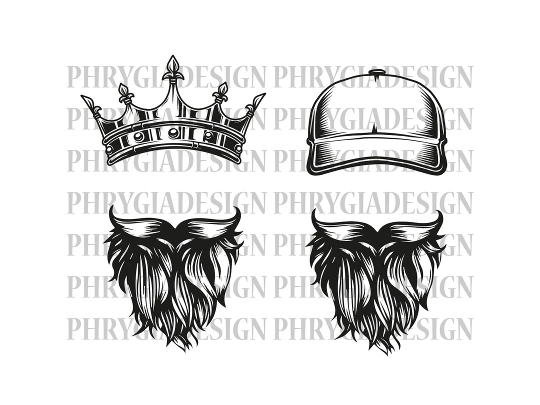 King Crown and Beard Svg , Cap and Beard Svg , Beard Man Svg , Crown ...