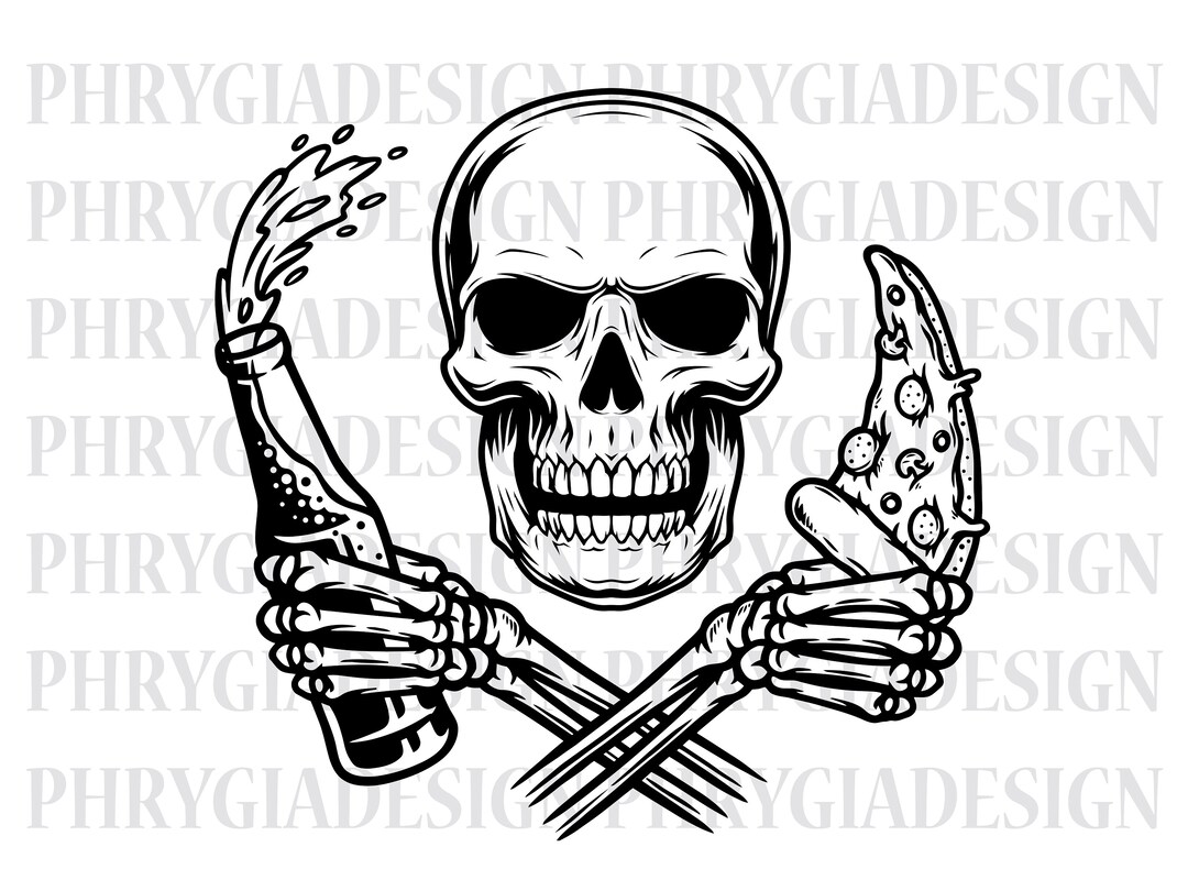 Skeleton Eating Pizza Svg , Pizza Svg , Food Svg , Skull Clipart ...