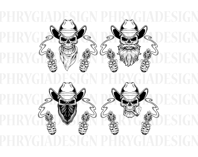 Western Cowboy Skull SVG, Skull Svg, Cowboy Skull, Western Skull SVG ...