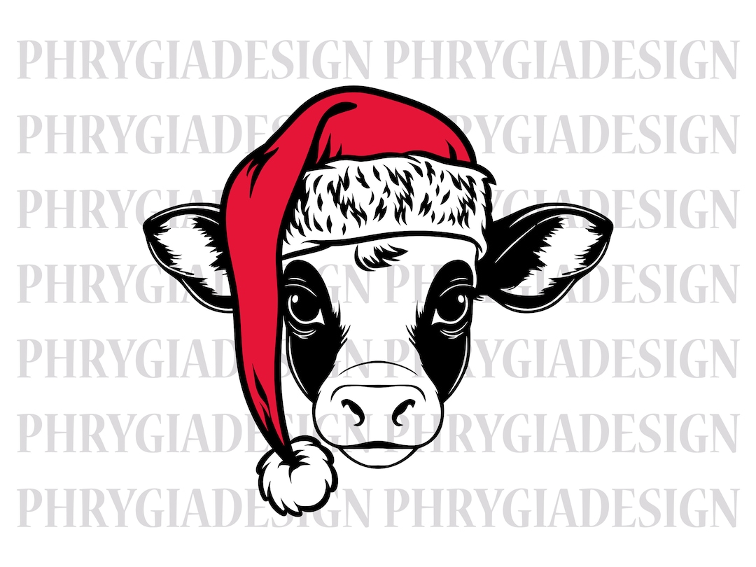 Cow Santa Hat Svg , Cute Cow Svg , Baby Cow Svg , Santa Svg , Christmas ...