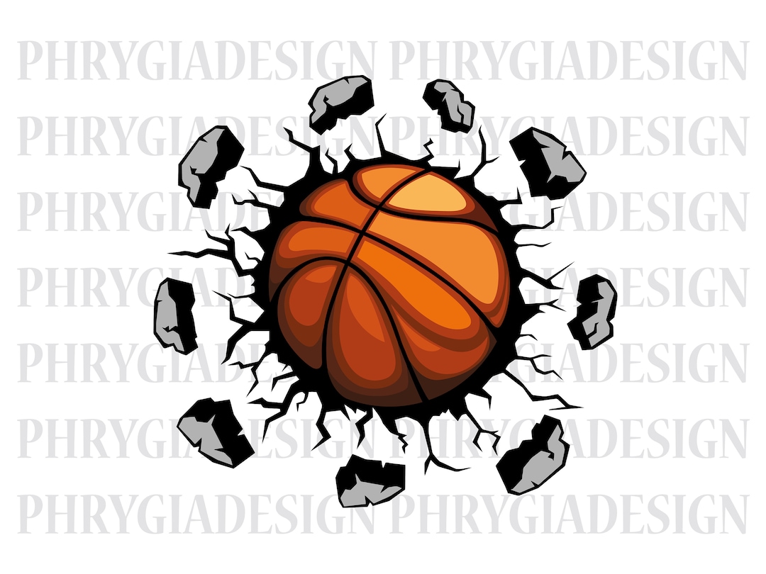 Basketball Breaking Through A Cracking Wall , Basketball Svg ...