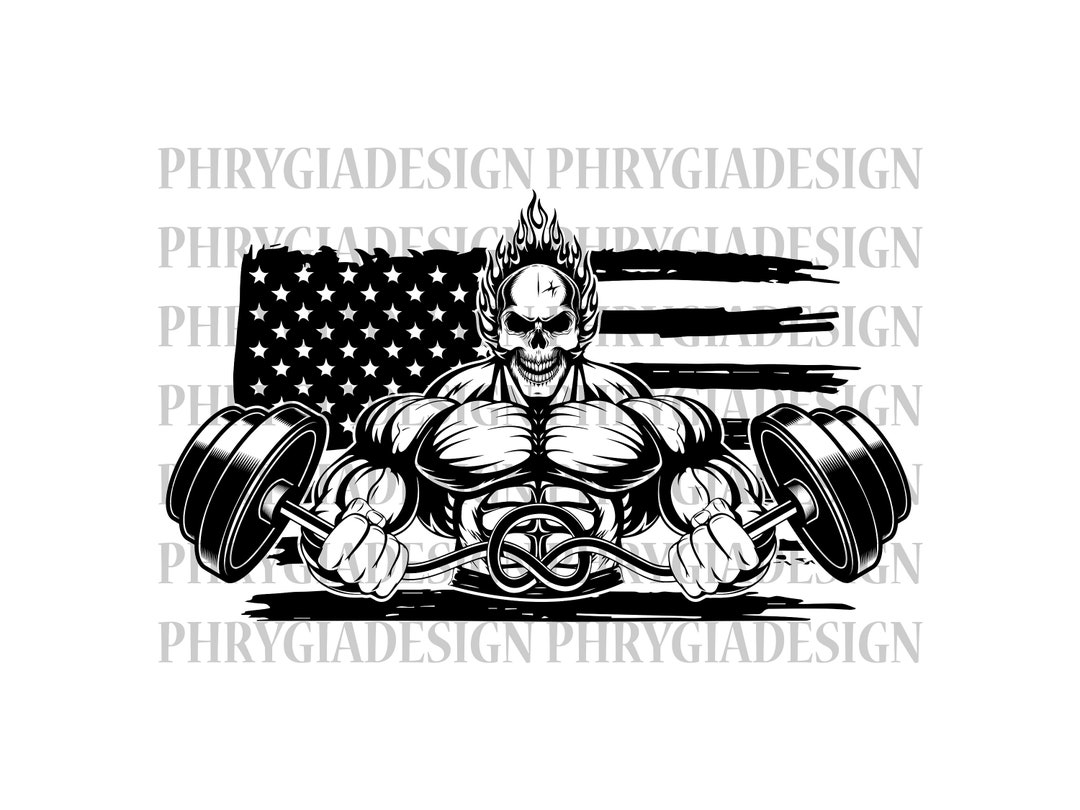 Skeleton Bodybuilder Svg Png , Body Builder Svg , Us Flag Svg ...