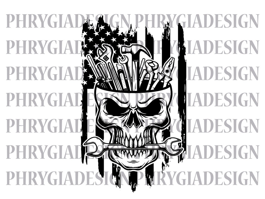 US Skull Mechanic Svg Png Repair Tools Svg Skull Svg - Etsy